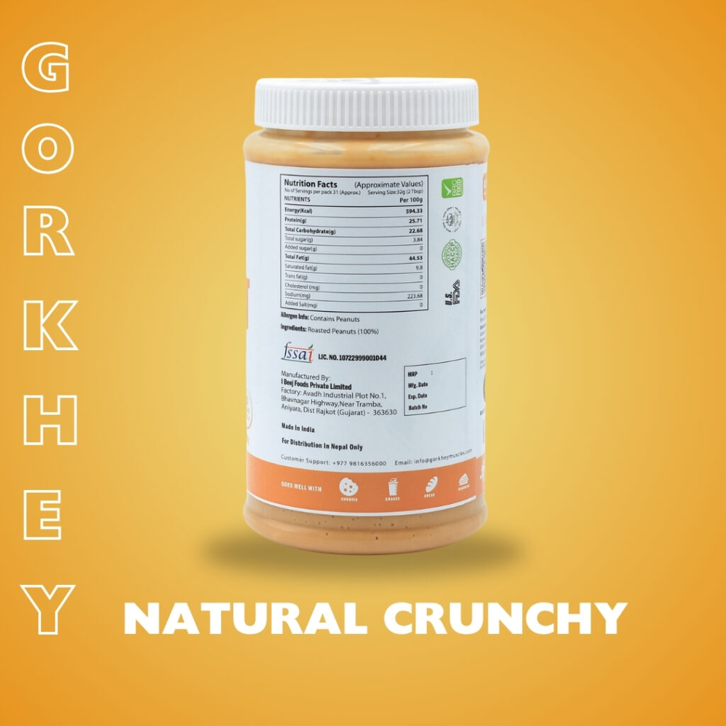 Gorkhey Natural Peanut Butter 1KG - Gorkhey Muscles