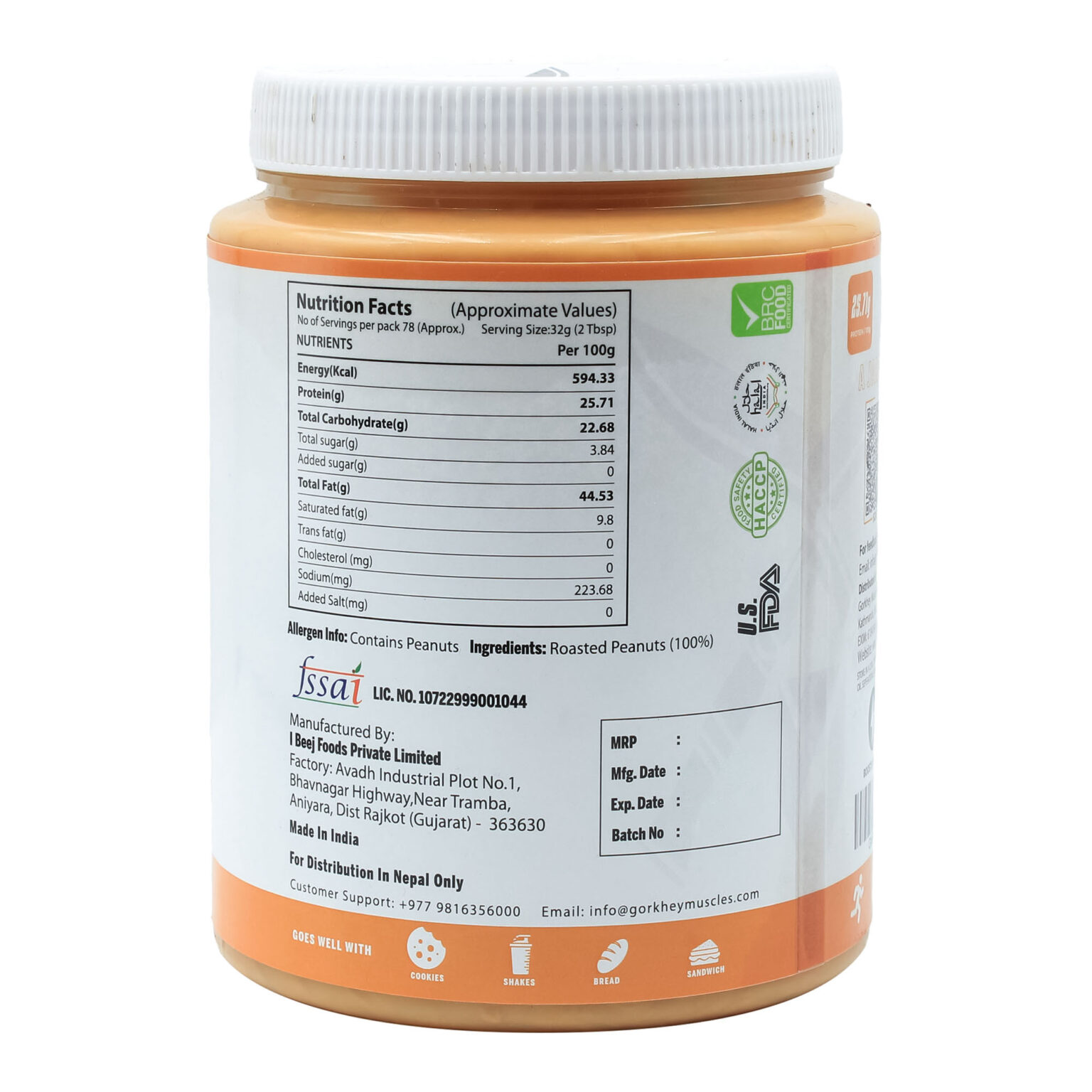 Gorkhey Natural Peanut Butter 2.5KG - Gorkhey Muscles